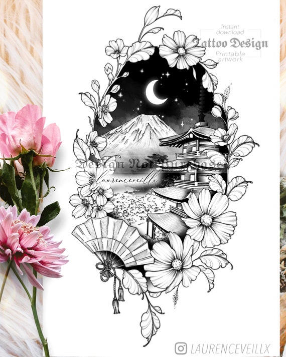Japanese Flower Tattoo Stencils