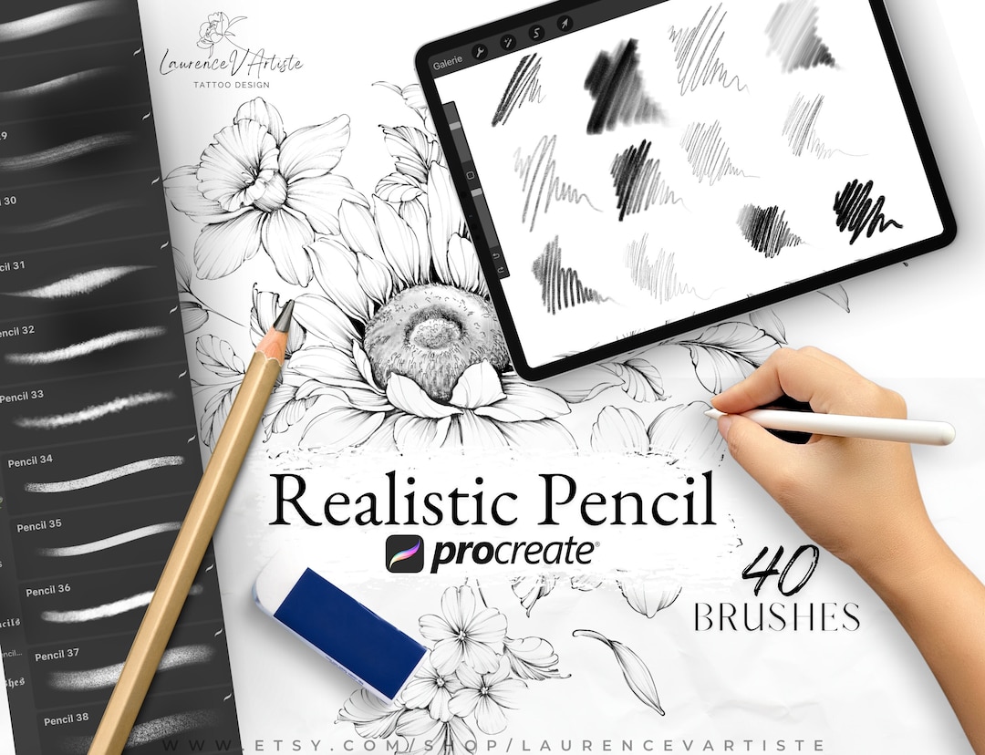 Procreate Brushes | Graphite Charcoal Realistic HB Pencil Bundle Pack ...