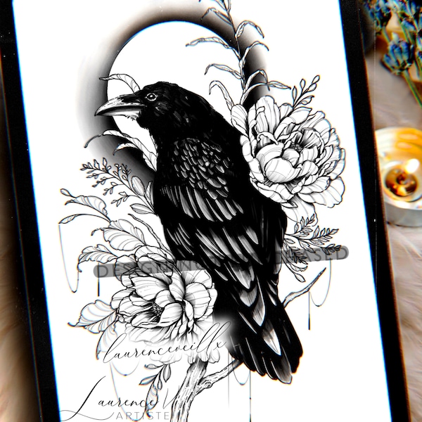 Raven Tattoo - Etsy