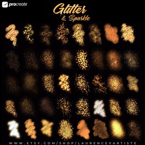 Procreate Brushes | Glitter Sparkle Texture Brushes | Shimmer Metallic Shine Gold Effect | Star ...