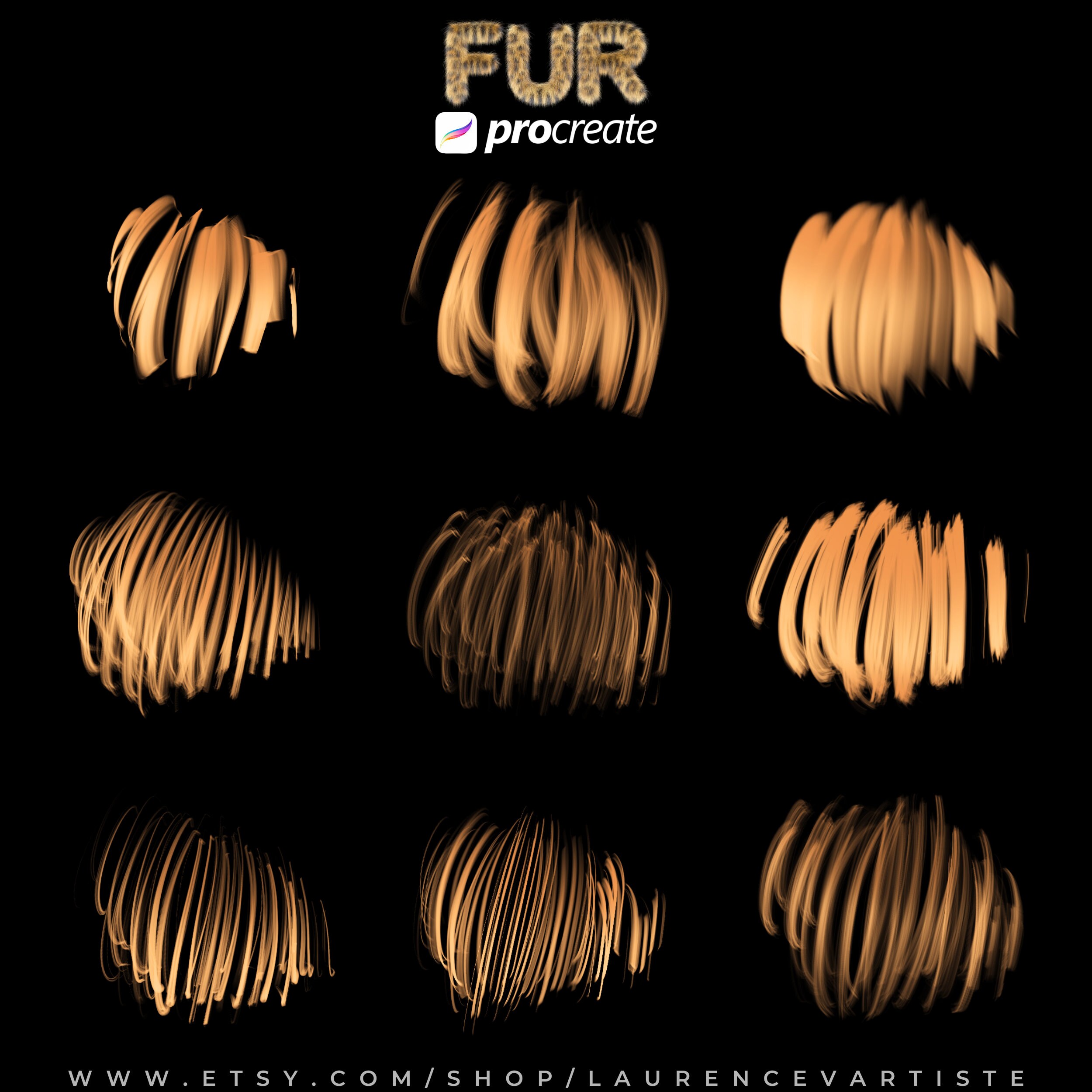 Procreate Brushes | Fur Hair Realism Furry Animal Fluffy Curly Fuzzy ...