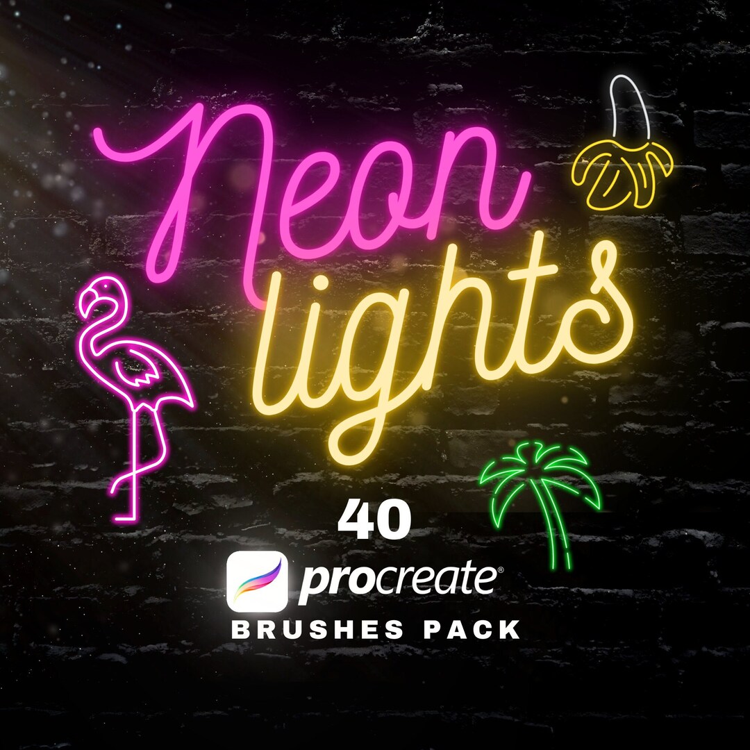 Neon Light Procreate Brushes | Lettering Glow Colors Effect Marker ...
