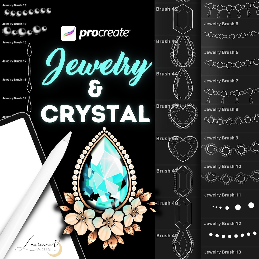 Procreate Brushes | Jewelry, Gem, Stone, Bead, Pearl, Chain, Pendant ...