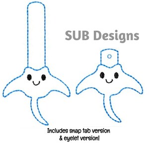 Stingray Snap Tab in the Hoop Embroidery Design Embroider Felt Feltie ...