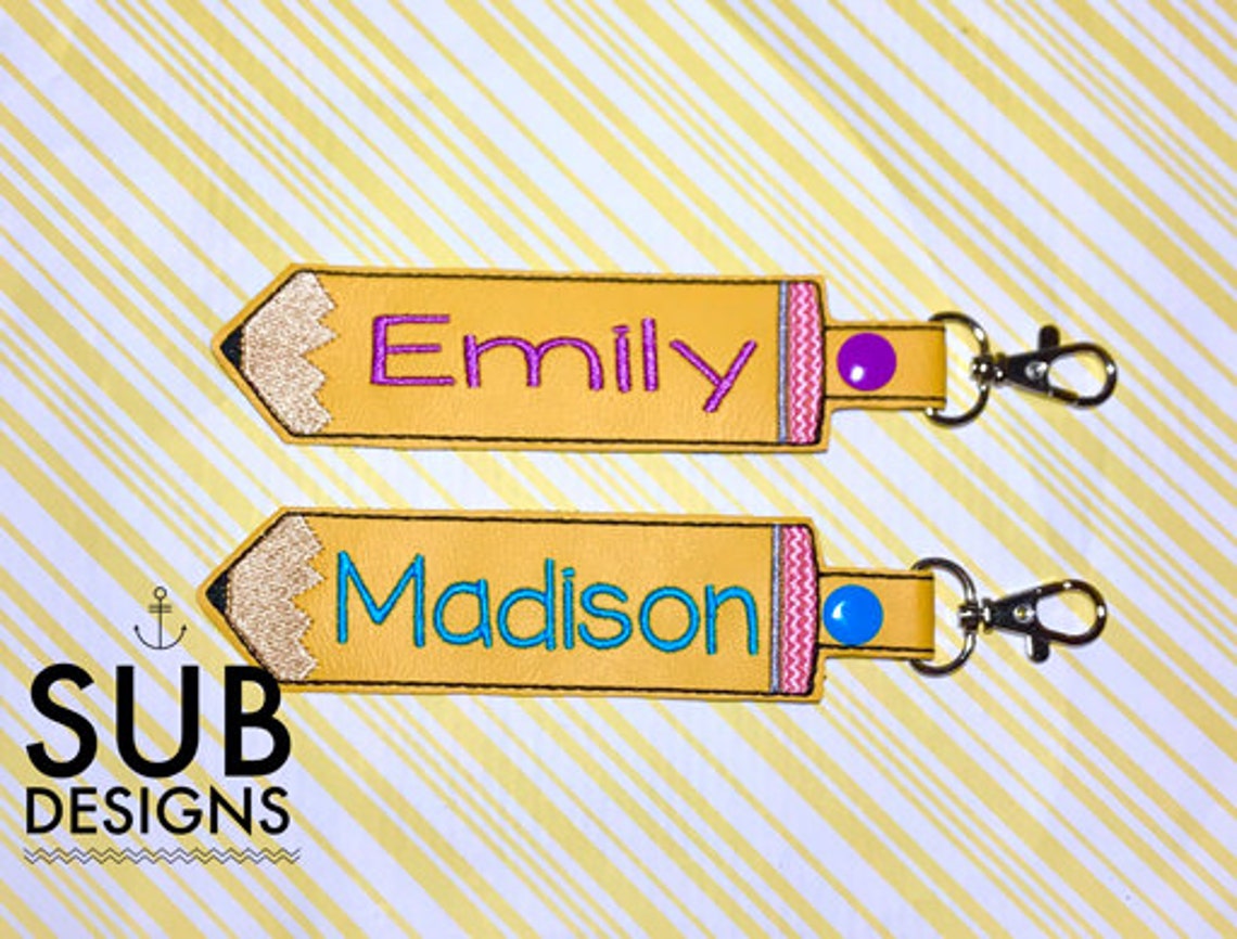 Pencil Blank Snap Tab Design in the Hoop Embroidery Embroider | Etsy