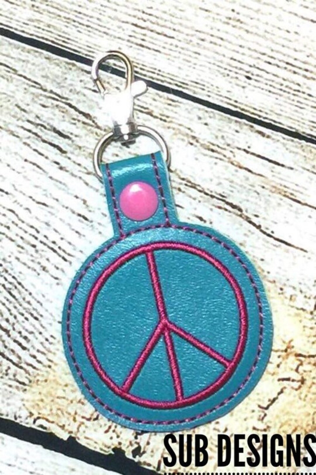 Peace Sign Snap Tab Design in the Hoop Embroidery Embroider Keychain ...