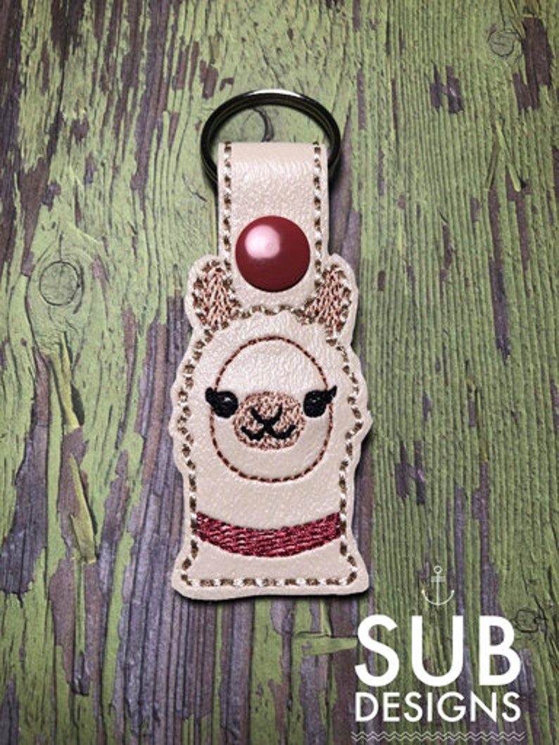 Llama Snap Tab Design in the Hoop Embroidery Embroider Keychain Keyfob ...