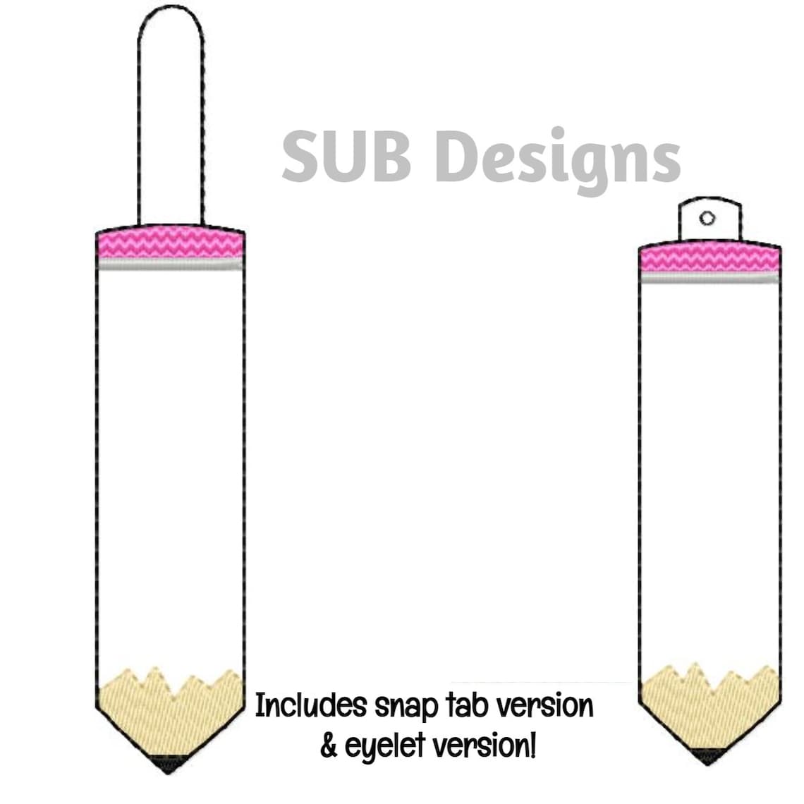 Pencil Blank Snap Tab Design in the Hoop Embroidery Embroider Keychain ...