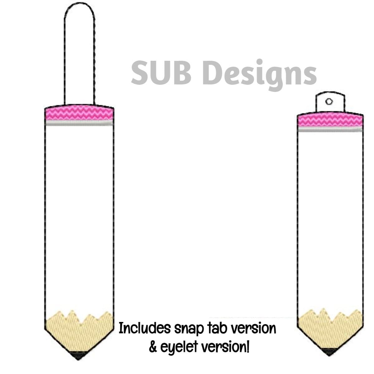 Pencil Blank Snap Tab Design in the Hoop Embroidery Embroider Keychain ...