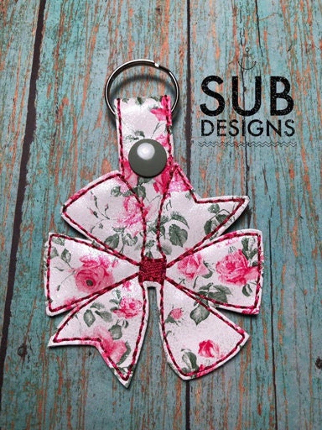 Hairbow Bow Snap Tab Design in the Hoop Embroidery Embroider Keychain ...