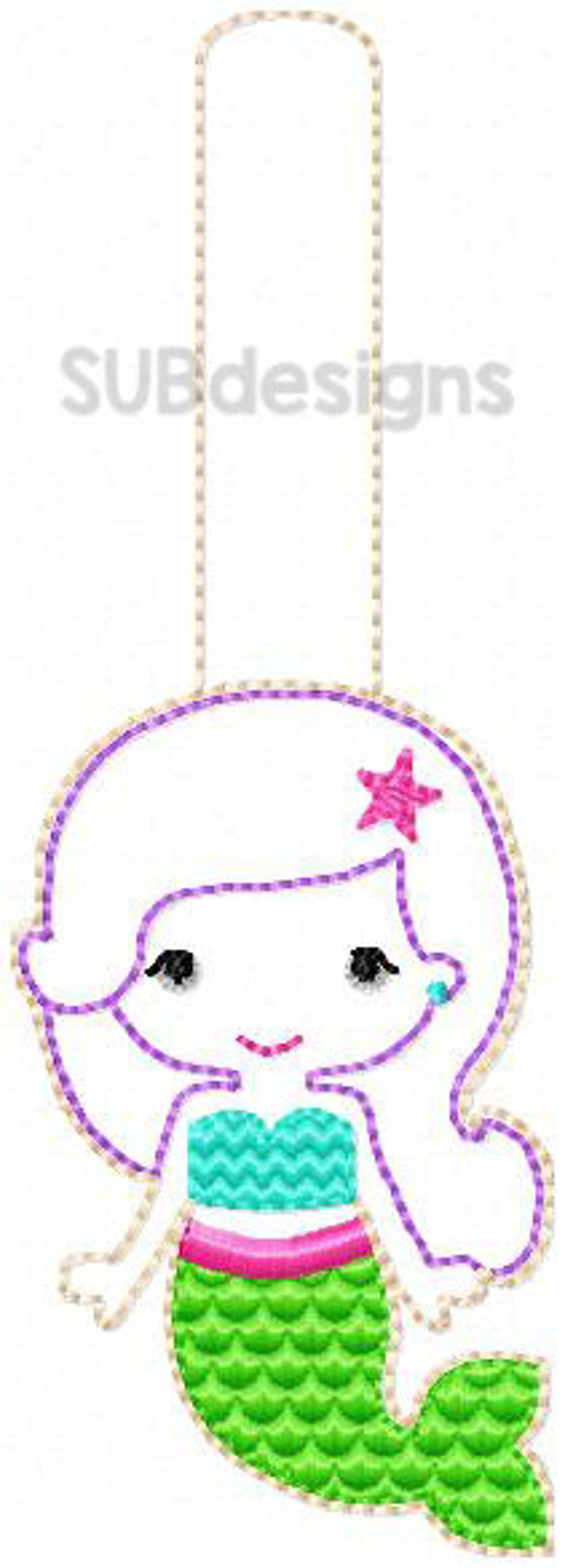 Mermaid Snap Tab in the Hoop Embroidery Design Vinyl Embroider | Etsy