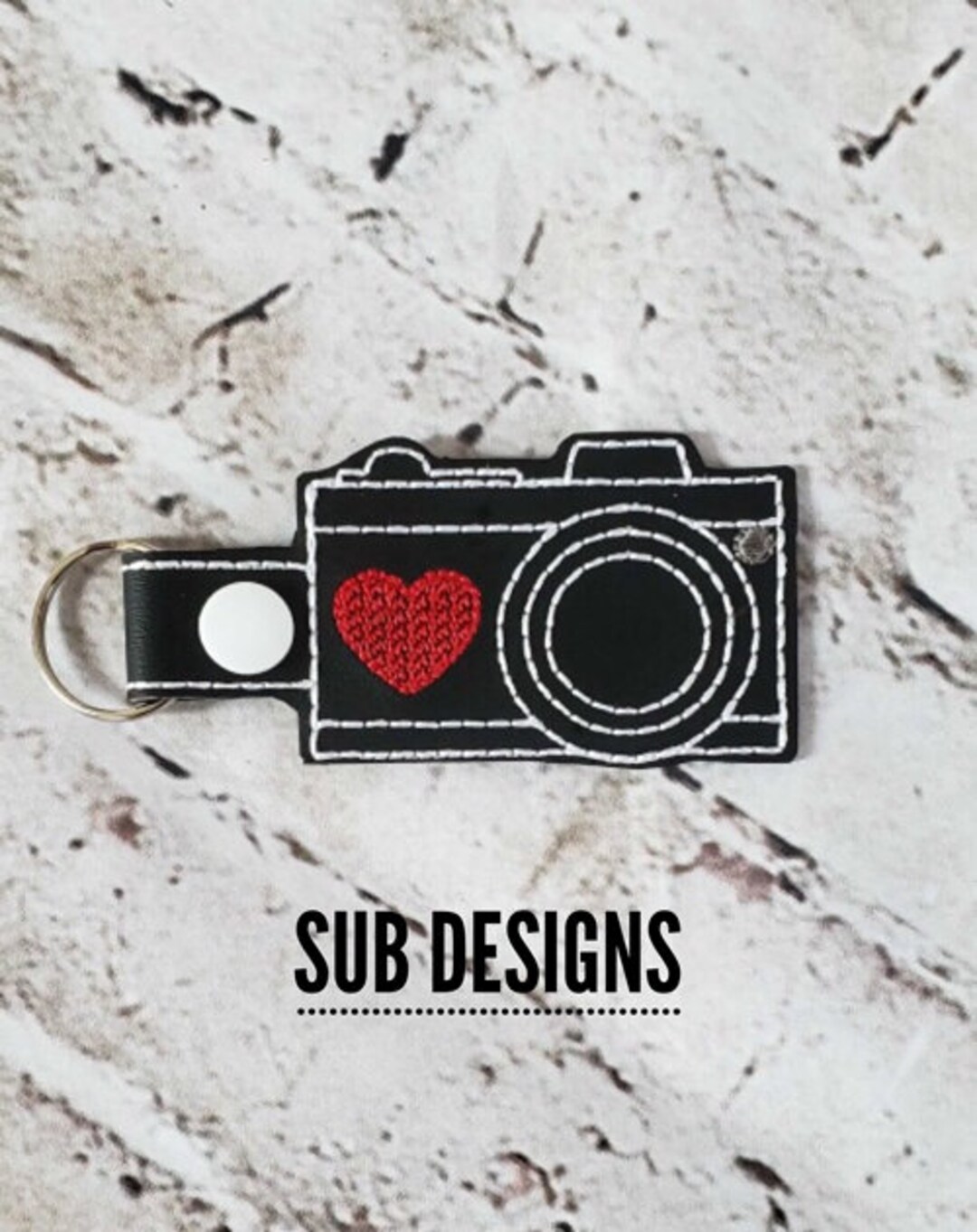 Camera Snap Tab Design in the Hoop Embroidery Embroider Keychain Keyfob ...