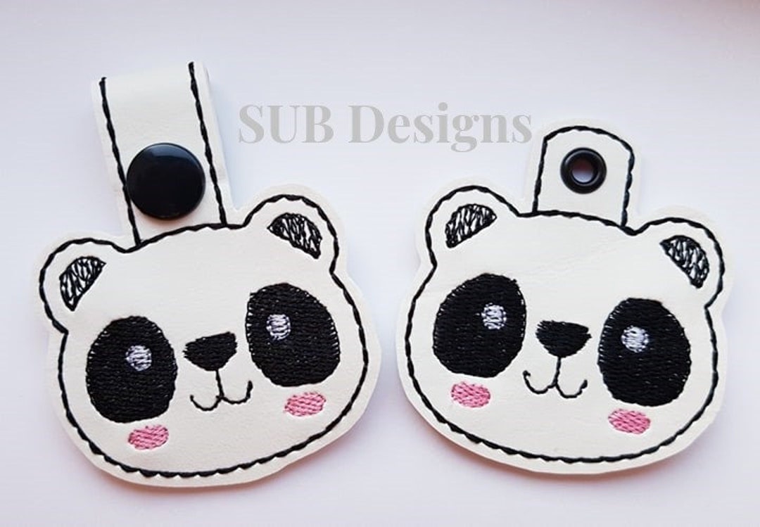 Panda Bear Face Snap Tab Design in the Hoop Embroidery Embroider ...
