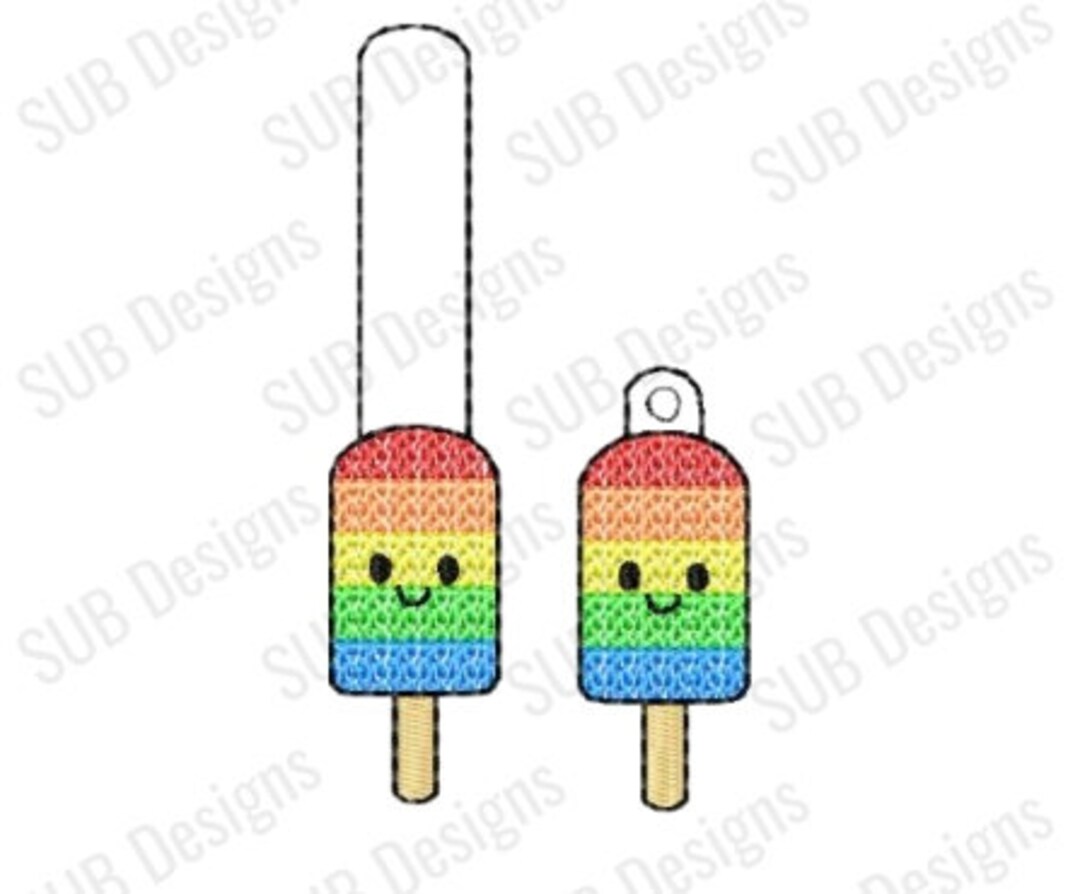 Rainbow Ice Cream Snap Tab Design in the Hoop Embroidery - Etsy