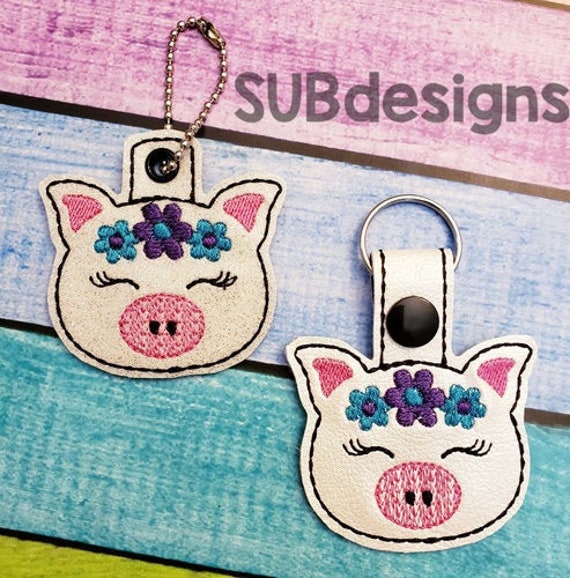 Pig Flowers Eyelash Crown Snap Tab Design in the Hoop - Etsy