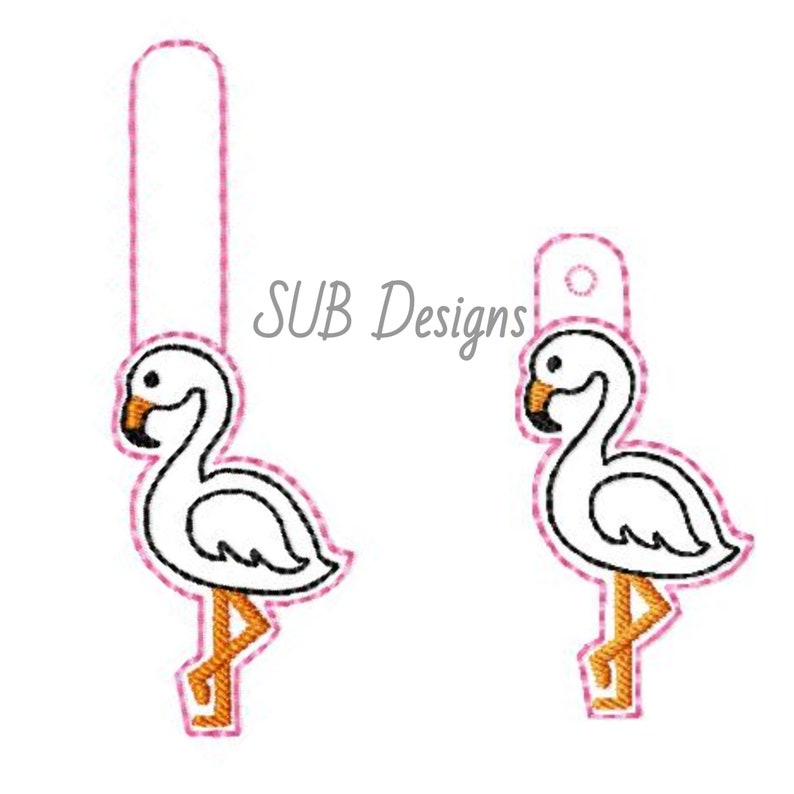 Flamingo Snap Tab Design in the Hoop Embroidery Embroider Keychain ...