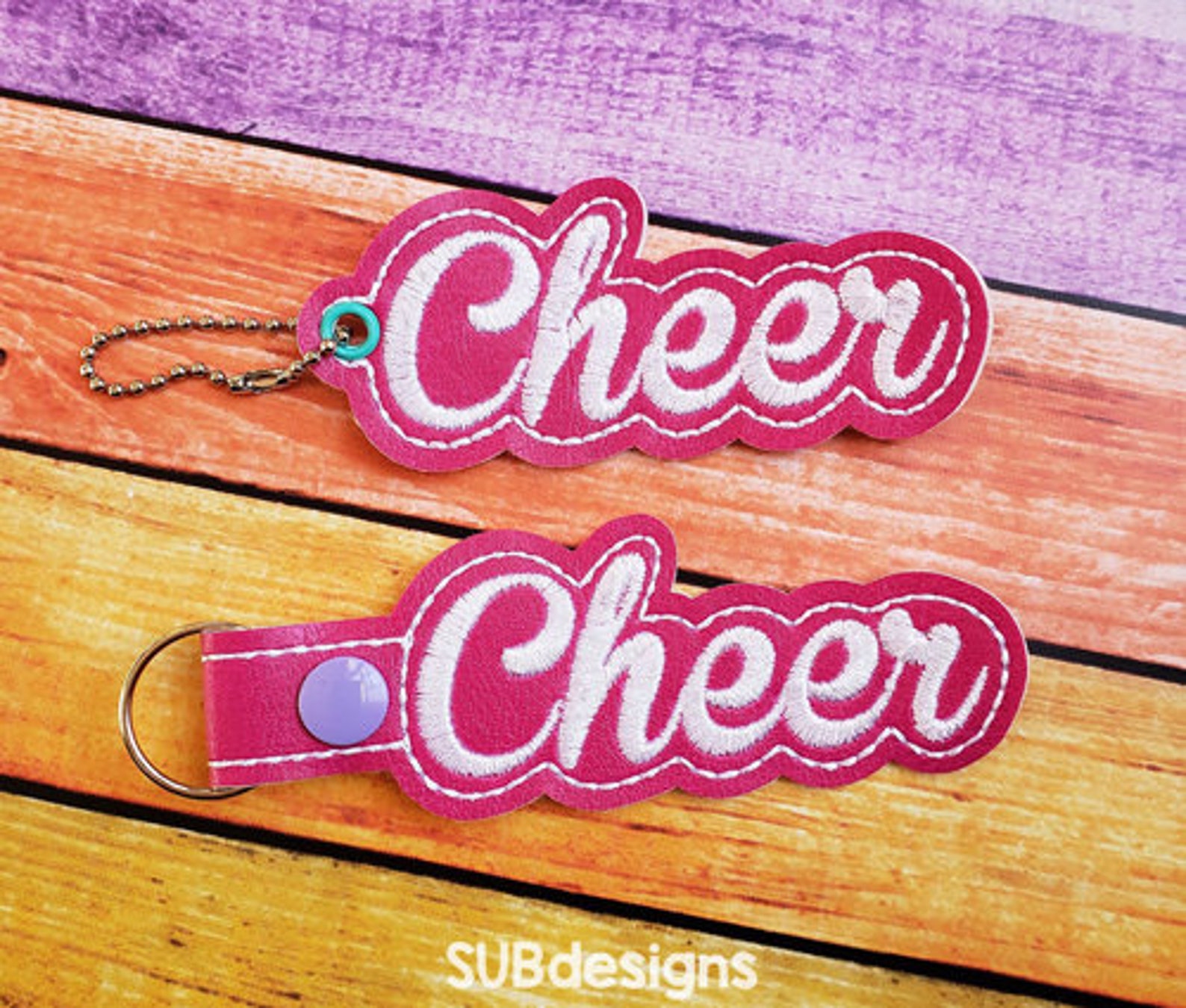 Cheer Snap Tab Design in the Hoop Embroidery Embroider Keychain Keyfob ...
