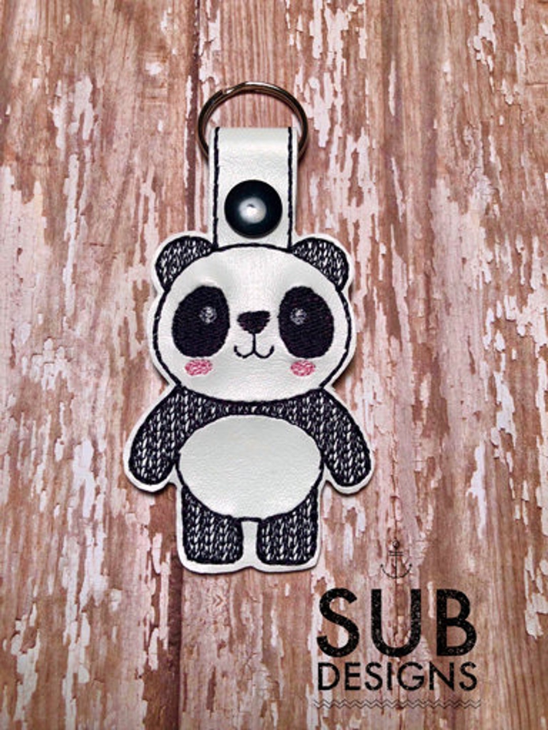 Panda Bear Snap Tab Design in the Hoop Embroidery Embroider Keychain ...
