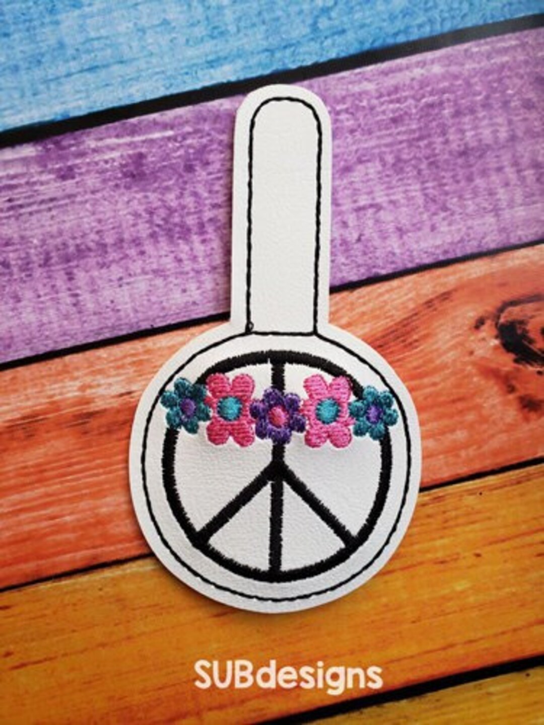 Peace Flowers Crown Sign Snap Tab Design in the Hoop Embroidery ...