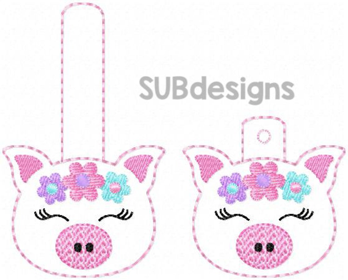 Pig Flowers Eyelash Crown Snap Tab Design in the Hoop - Etsy