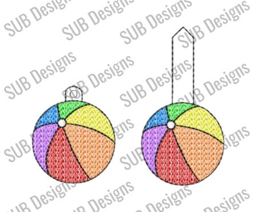 Beach Ball Snap Tab Design in the Hoop Embroidery Embroider Keychain ...