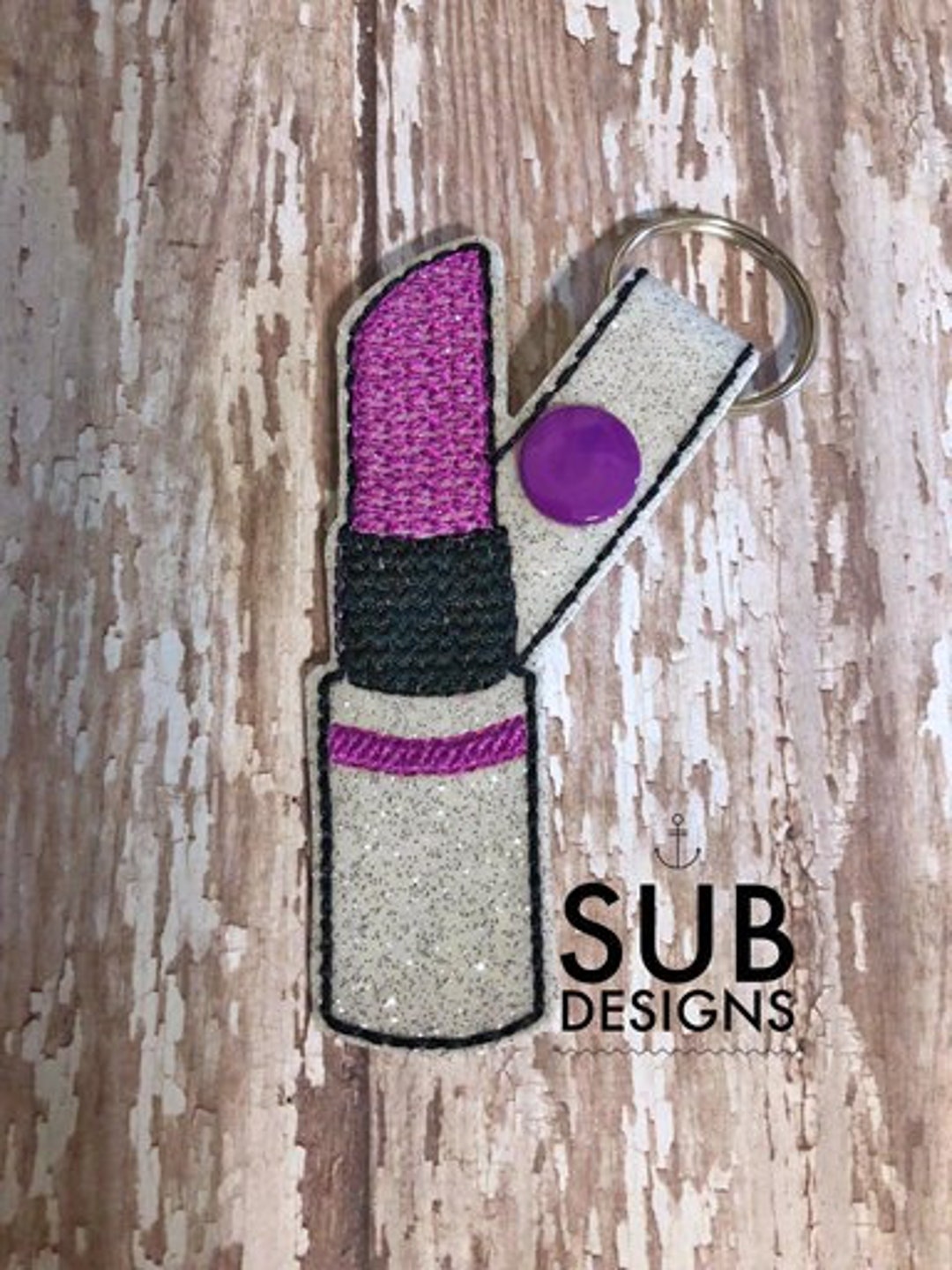 Lipstick Snap Tab Design in the Hoop Embroidery Embroider Keychain ...