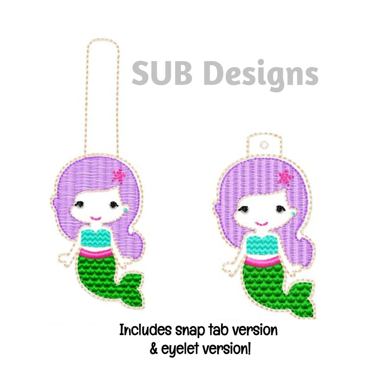 Mermaid Snap Tab in the Hoop Embroidery Design Vinyl Embroider - Etsy