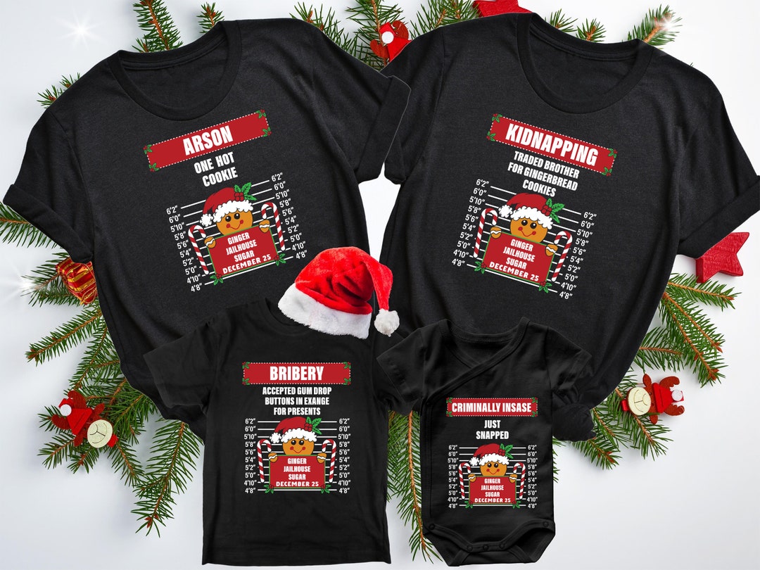 Personalized Christmas Family T-shirts – Gingerbread Mugshot, Matching ...