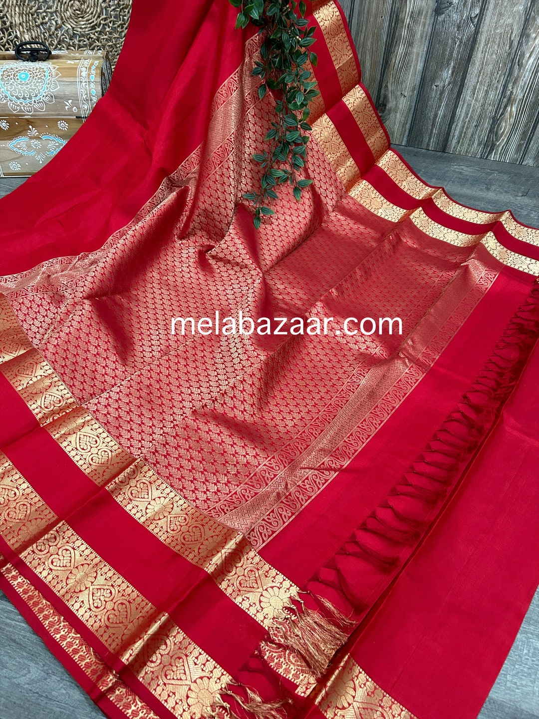 Red Kanjivaram Pure Silk Saree / Silk Mark Certified/ Free Shipping in ...