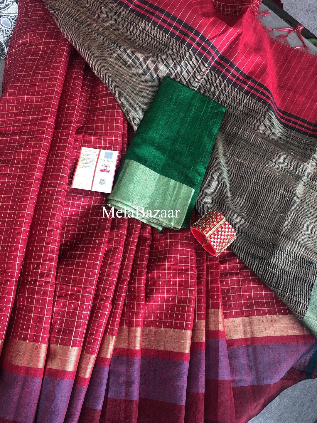 Pure Raw Silk Red Saree / Silk Mark Certified/ Free Shipping in US - Etsy