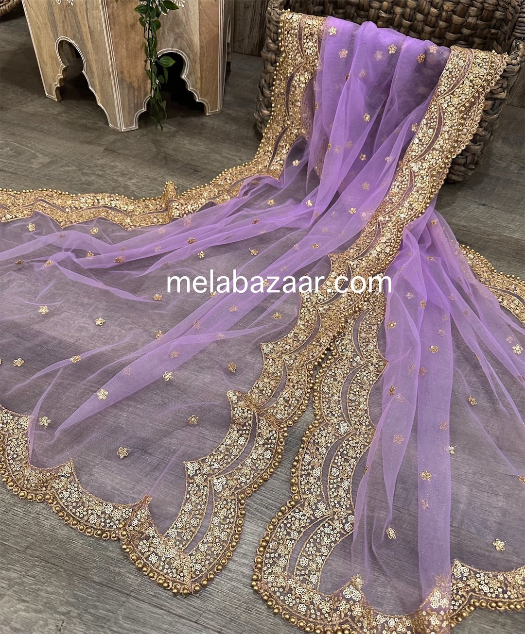 Lavender Net Dupatta /stole/wrap/ Free Shipping in US - Etsy