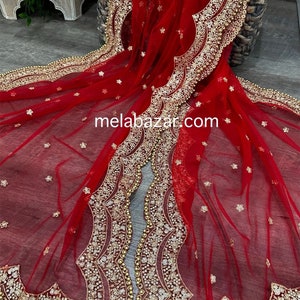 Red Net Dupatta /stole/wrap, Free Shipping in US - Etsy