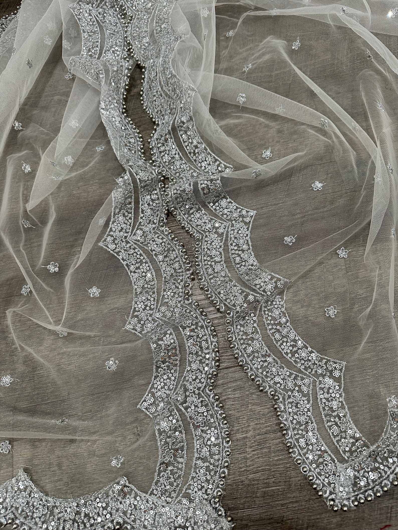 White and Silver Net Dupatta / Stole Wrap, Free Shipping in US - Etsy