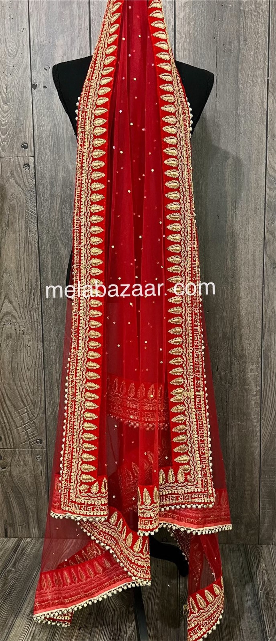 Bridal Red Net Dupatta /stole/wrap/free Shipping in US - Etsy