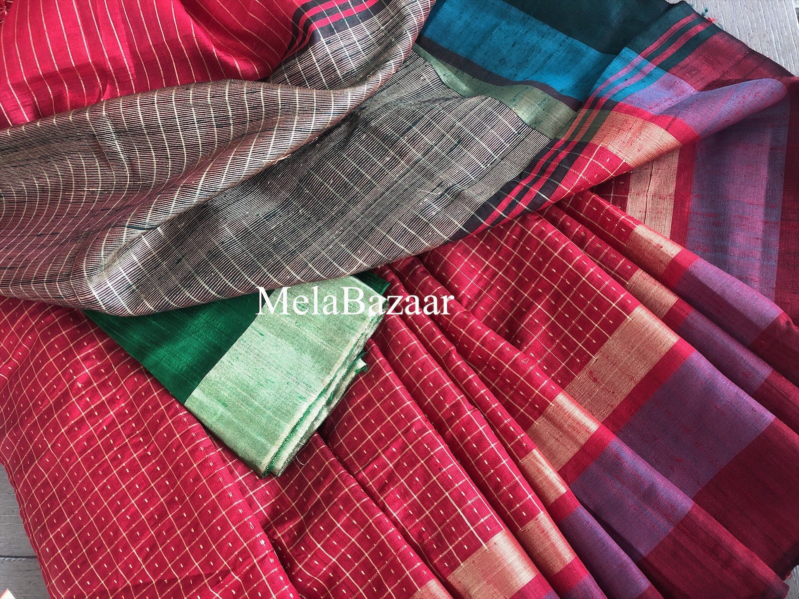 Pure Raw Silk Red Saree / Silk Mark Certified/ Free Shipping - Etsy