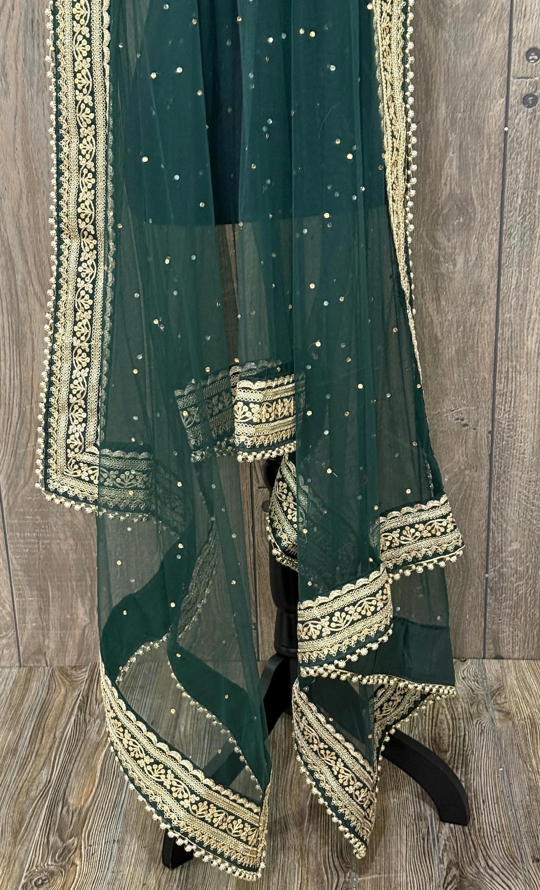 Bridal Dark Pine Green Net Dupatta /stole/wrap/free Shipping in US - Etsy