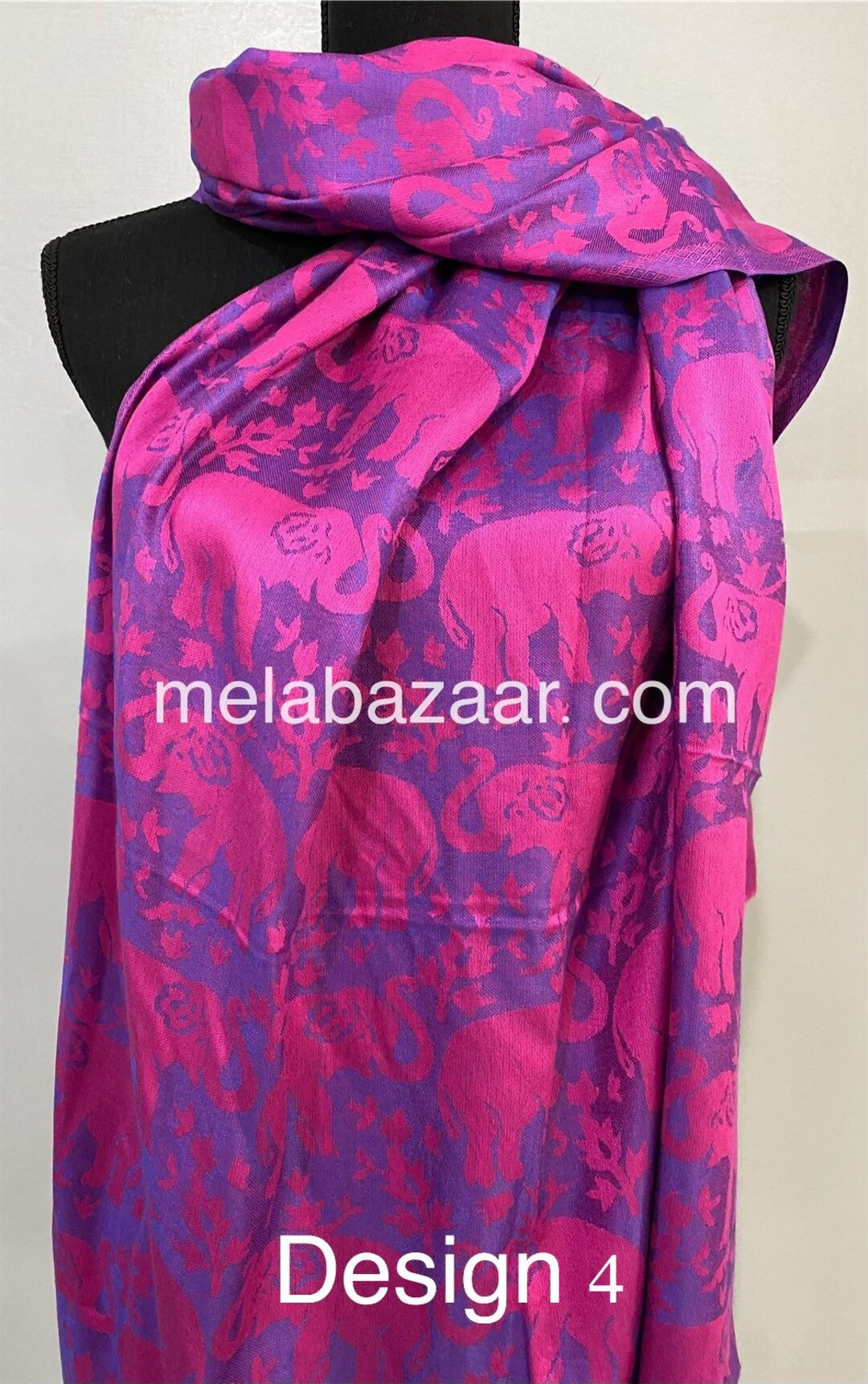 Elephant Design Cotton Wool Blend Shawl / Wrap / Scarf/ Stole - Etsy