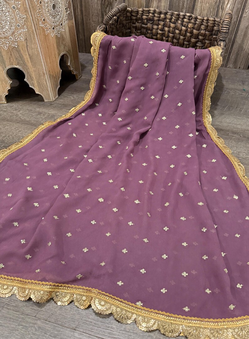 Mauve Fine Georgette Dupatta / Stole/wrap, Free Shipping in US - Etsy
