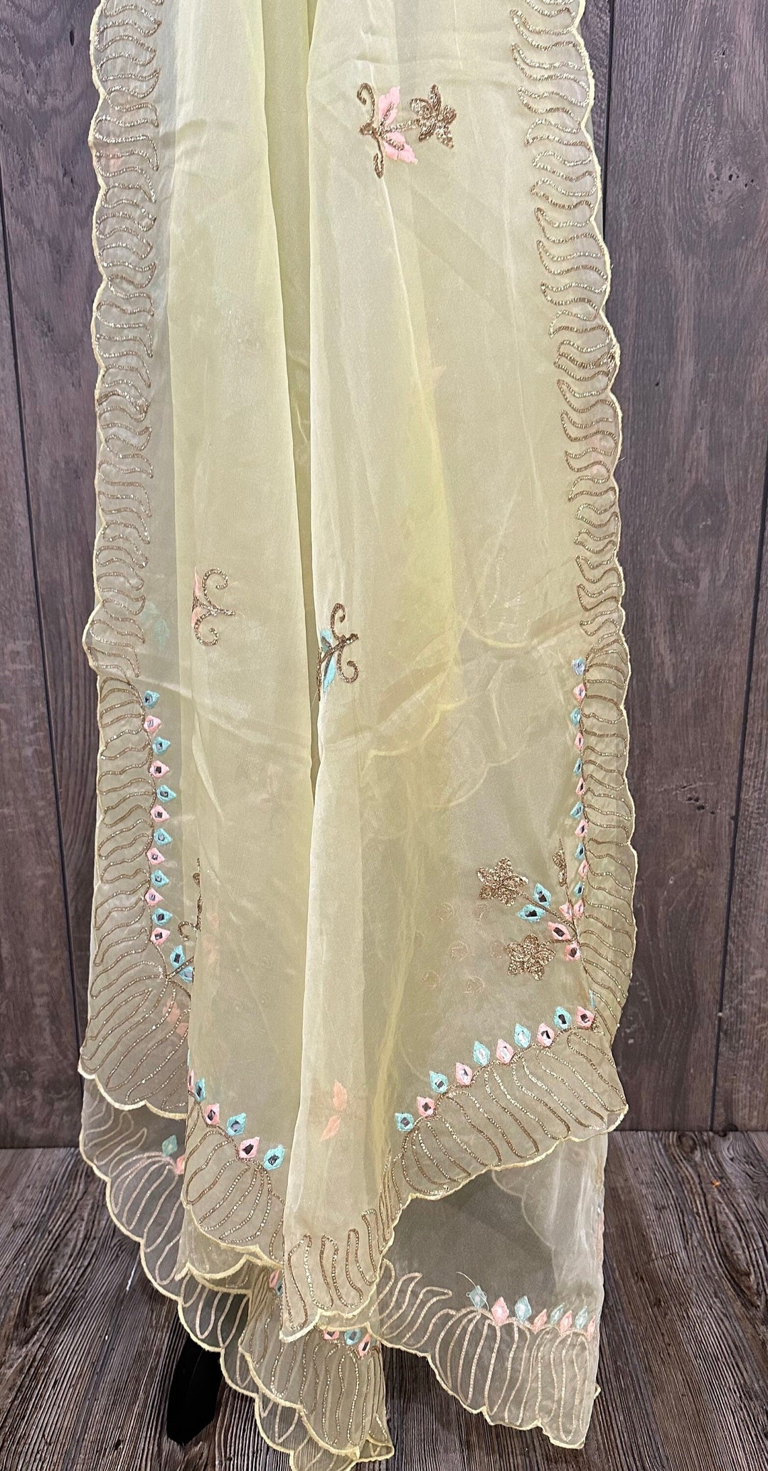 Light Yellow Organza Dupatta / Stole / Wrap / Free Shipping in US - Etsy