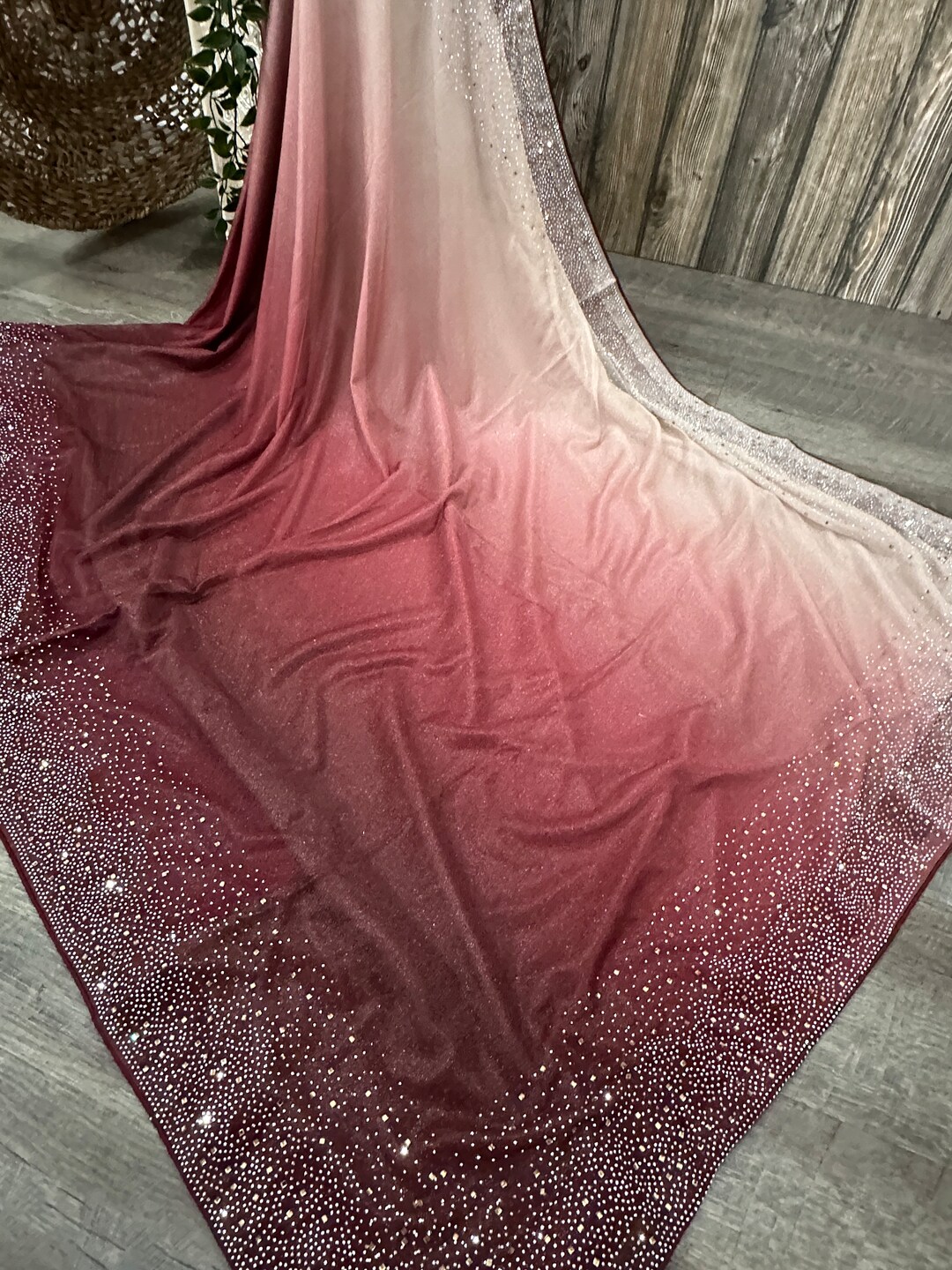 Shaded Maroon Saree With Rhinestones / Free Shipping in US - Etsy