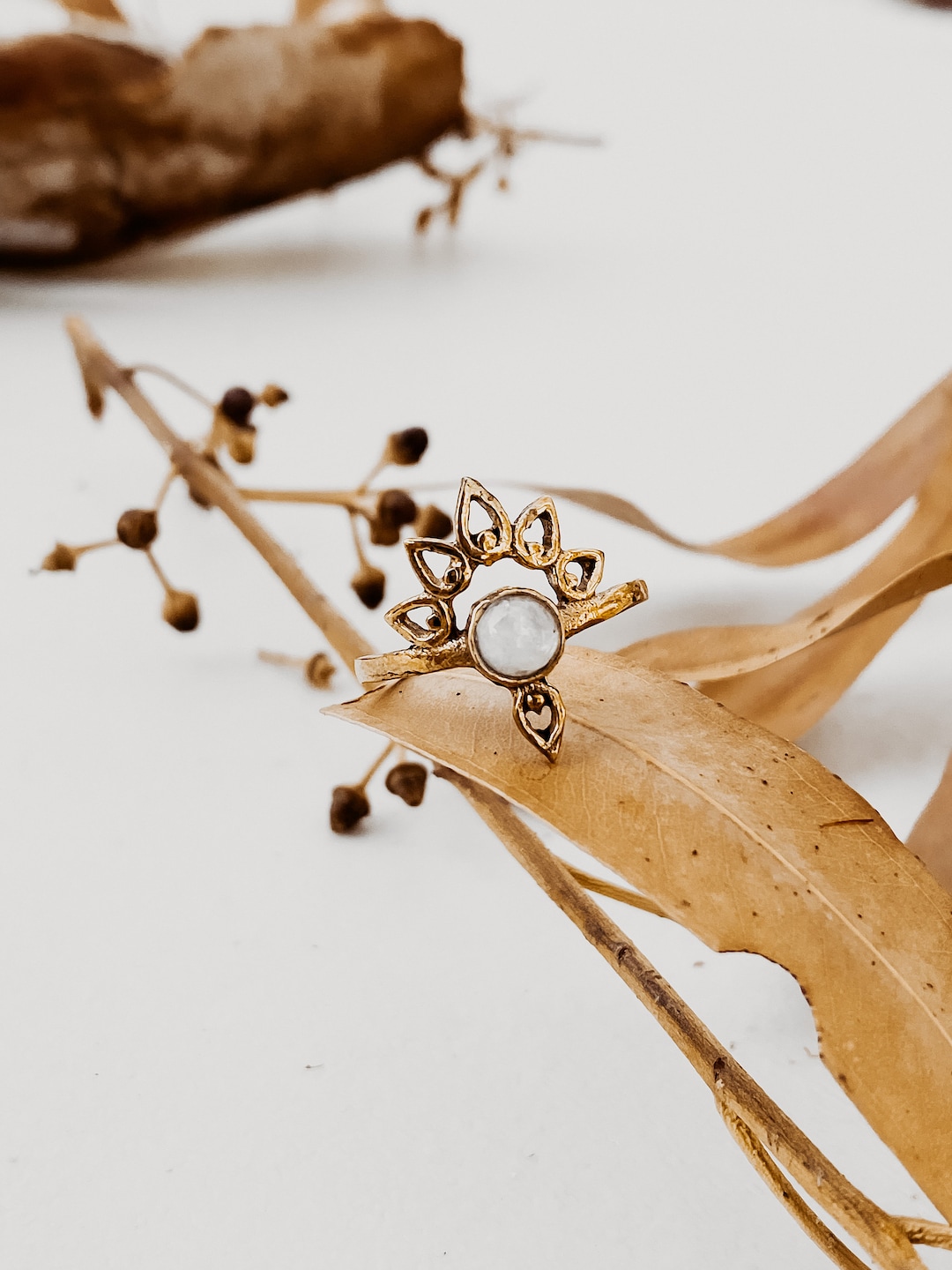Astral Ring Gold I Mondstein Boho I Edelsteinring I Geschenk Frau I ...