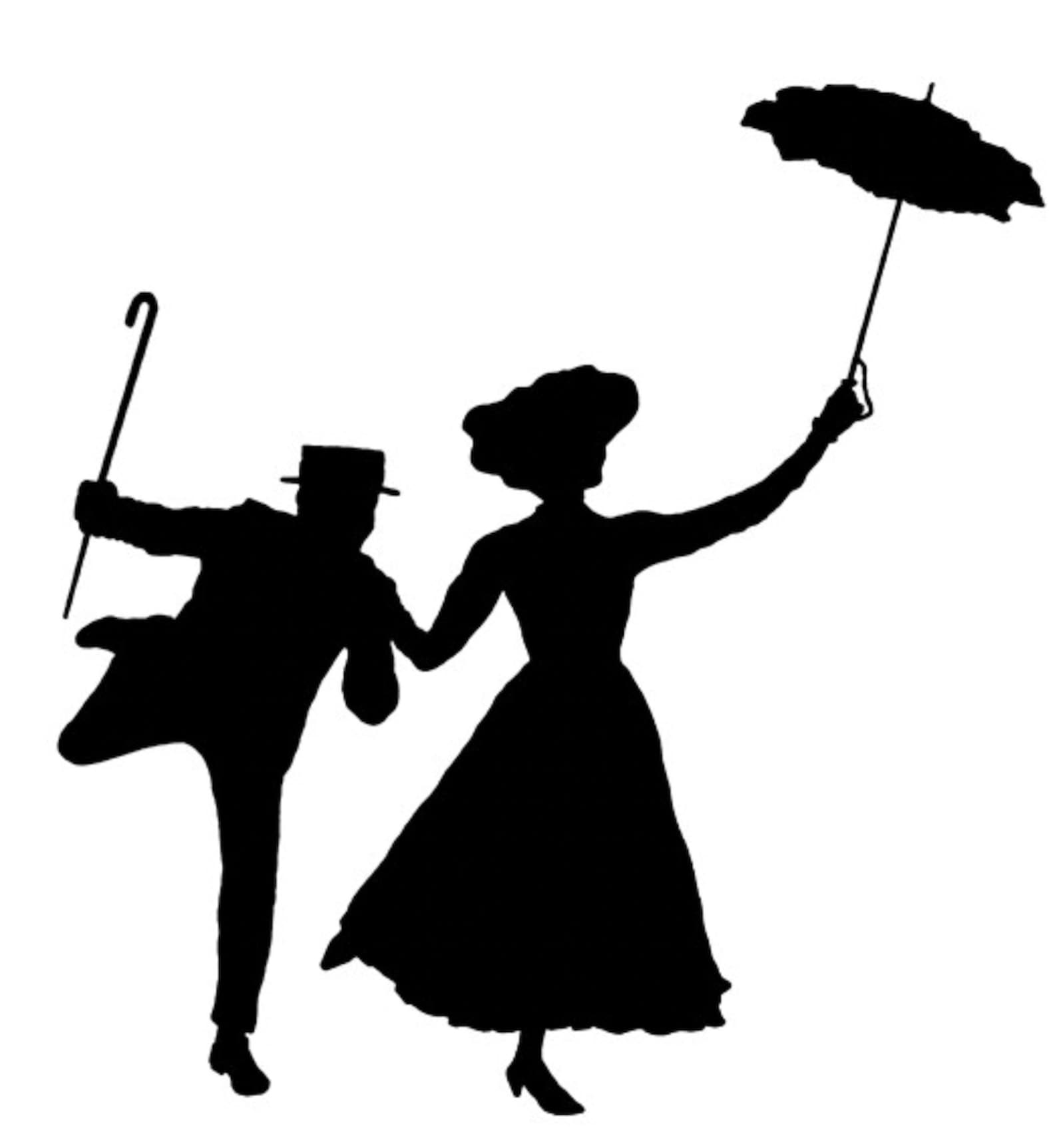 Mary Poppins Bert and Mary Chimney Sweep Silhouette | Etsy