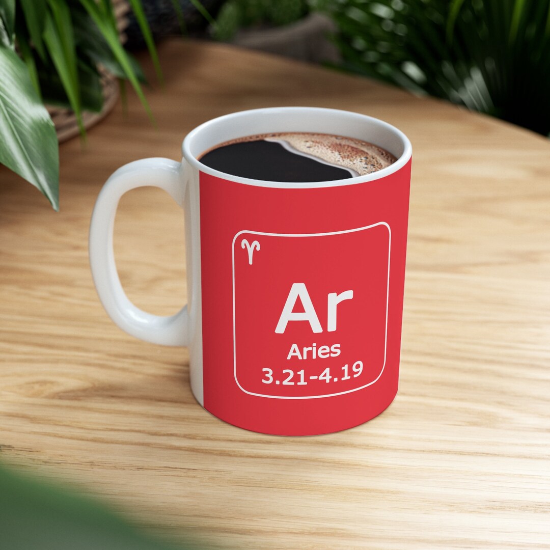 Aries Zodiac Periodic Table of the Elements Mug, Astrology Mug, Nerdy ...
