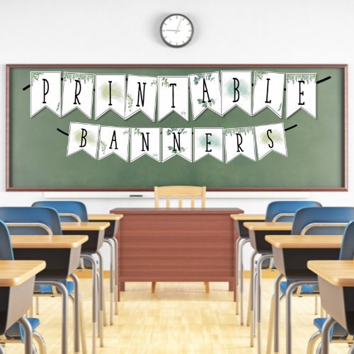 Editable Greenery Bunting, Printable Plant Banners, Eucalyptus DIY ...