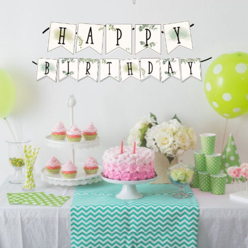 Editable Greenery Bunting, Printable Plant Banners, Eucalyptus DIY ...