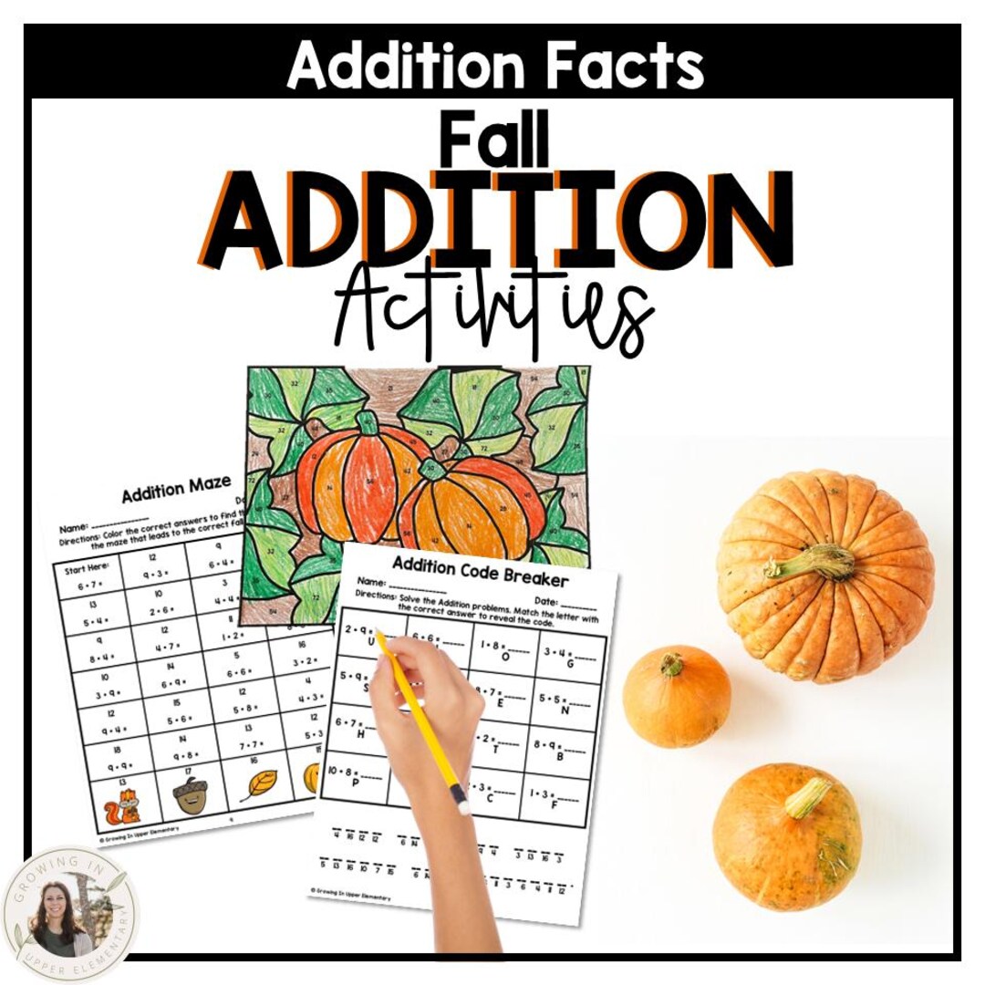 1st Grade Fall Addition Packet Homeschool - Etsy