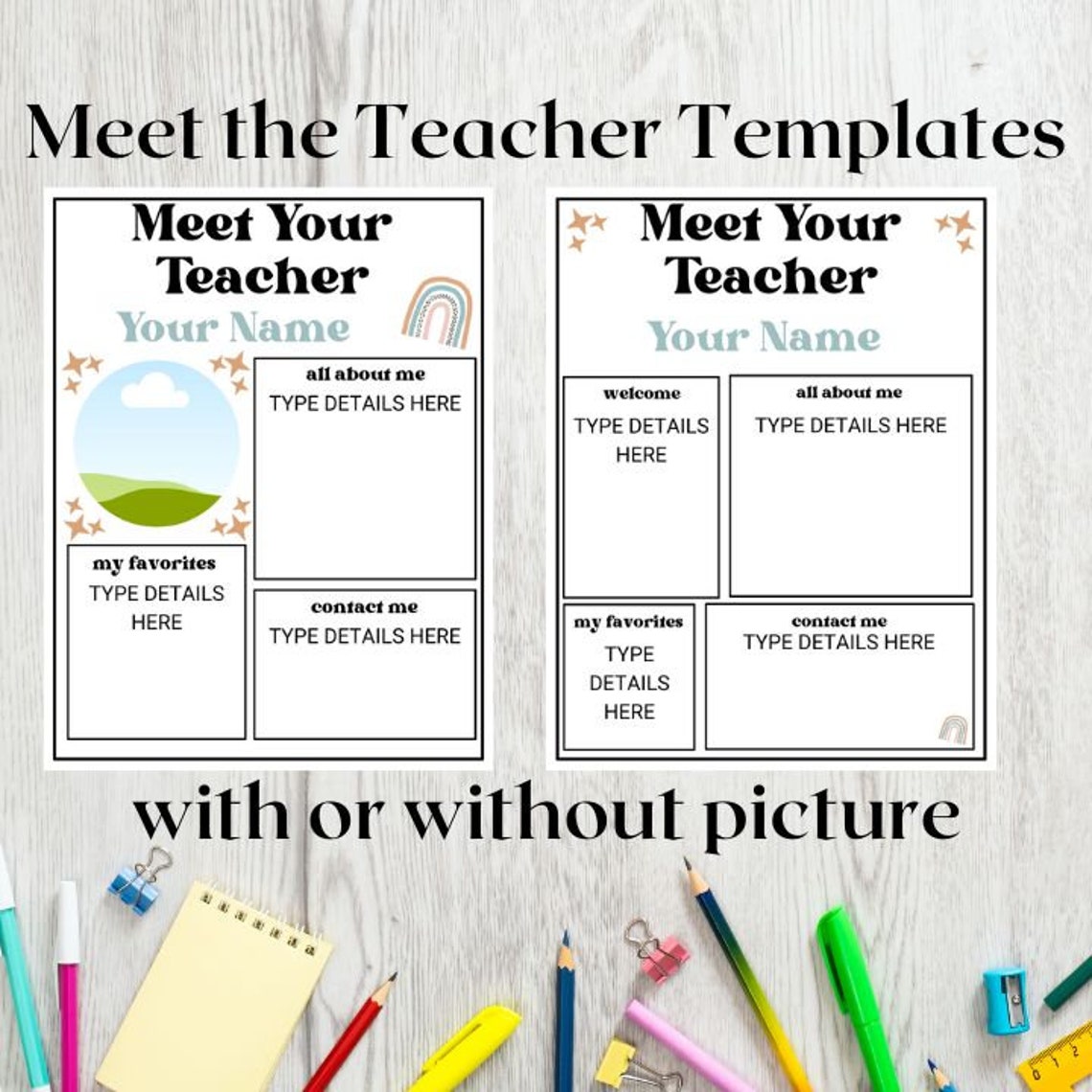 Customizable Meet the Teacher Template Boho Rainbow Meet the - Etsy