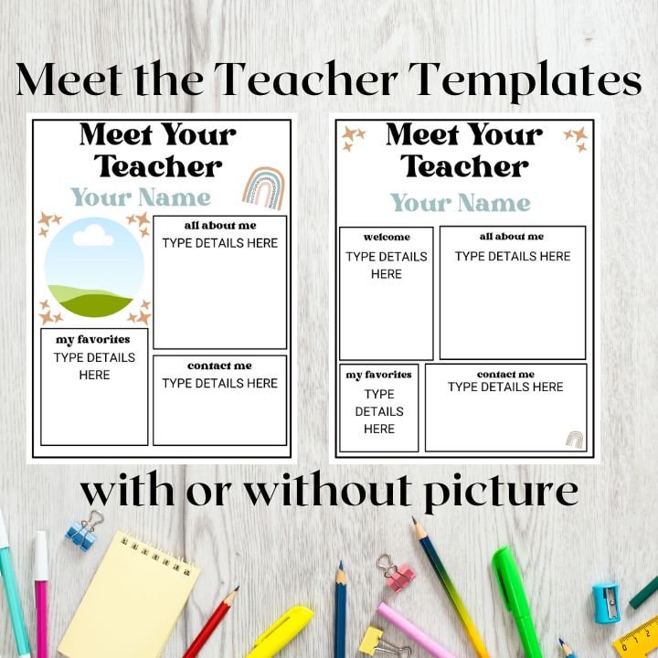Customizable Meet the Teacher Template, Boho Rainbow Meet the Teacher ...