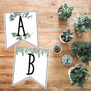 Editable Greenery Bunting, Printable Plant Banners, Eucalyptus DIY ...