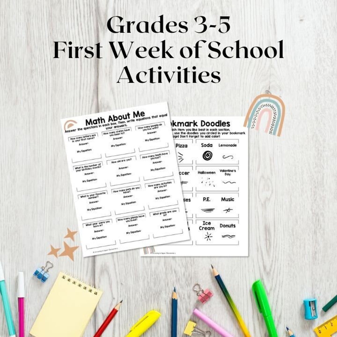 First Week of School Activities: Grades 3-5 (printable Worksheets) - Etsy